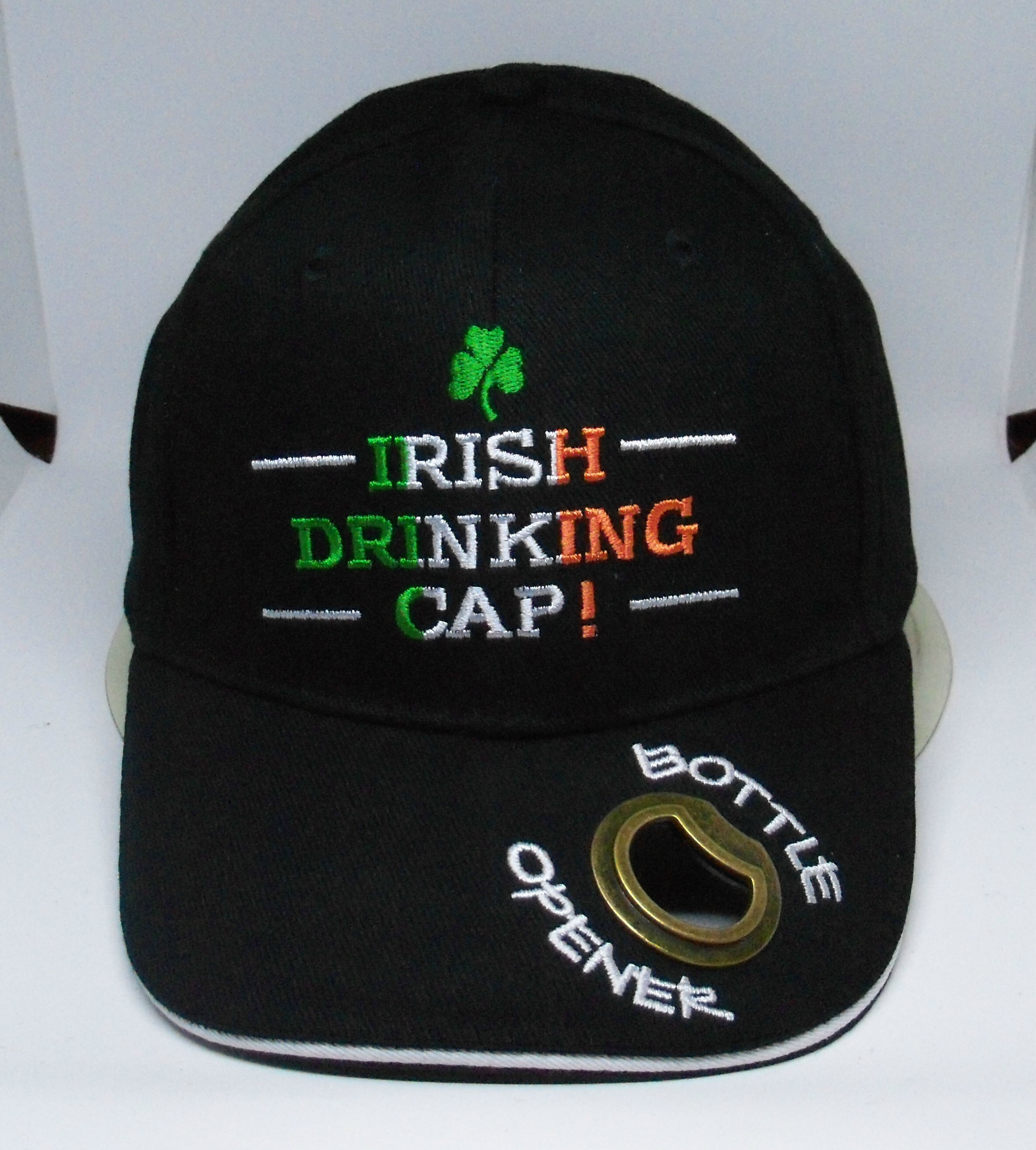 Multicolored on Black Irish Drinking Cap With Real Bottle Opener ...