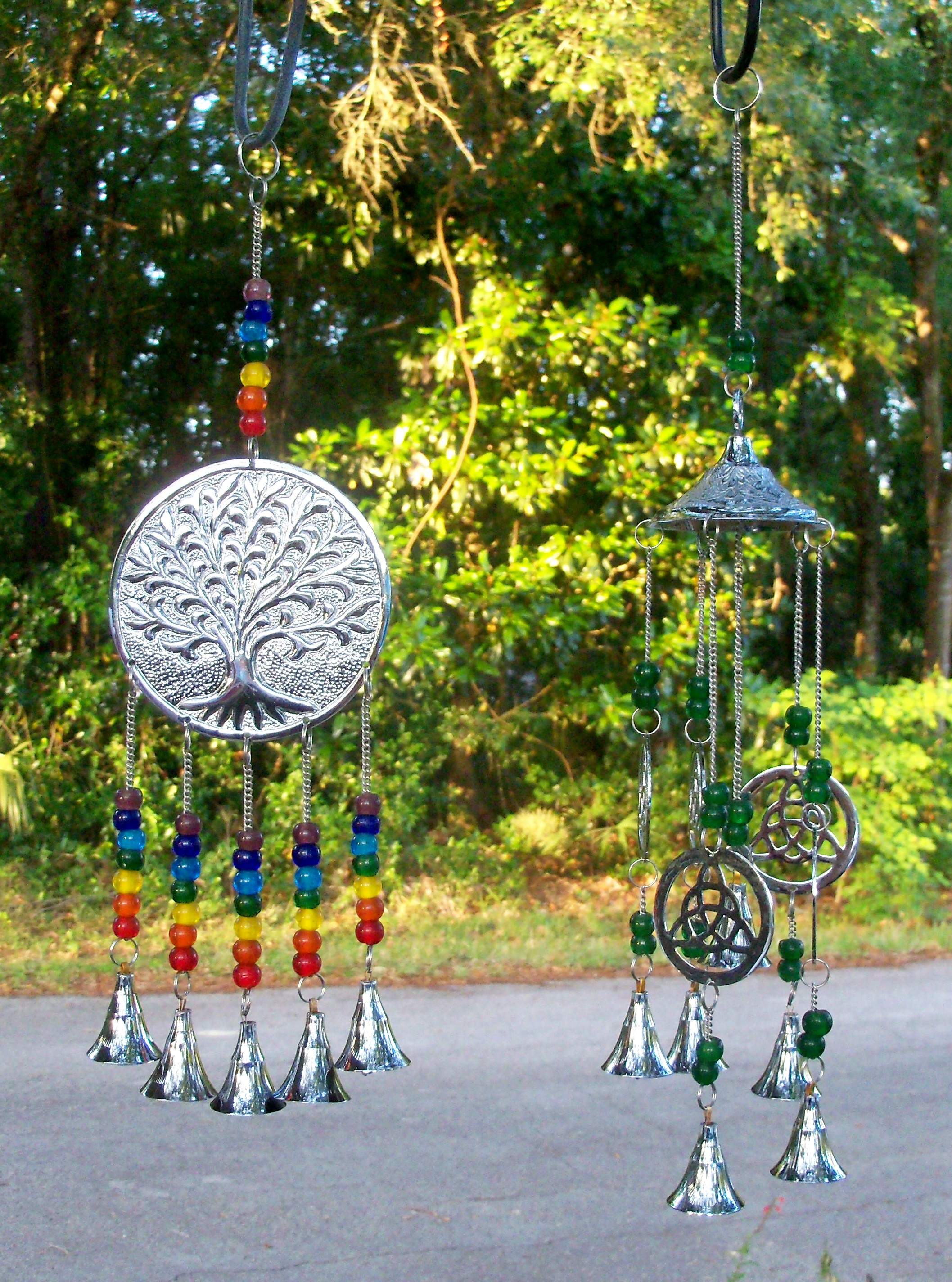 Pewter Tree of Life and Stainless Steel Trinity Knot Wind Chimes Combo ...